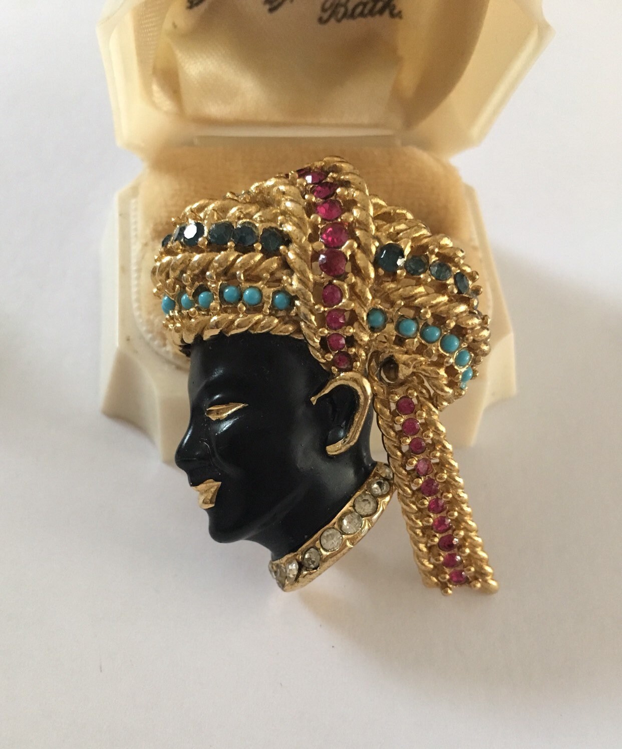Vintage Blackamoor Brooch, Gold Ladies head Pin, Face Jewellery ...