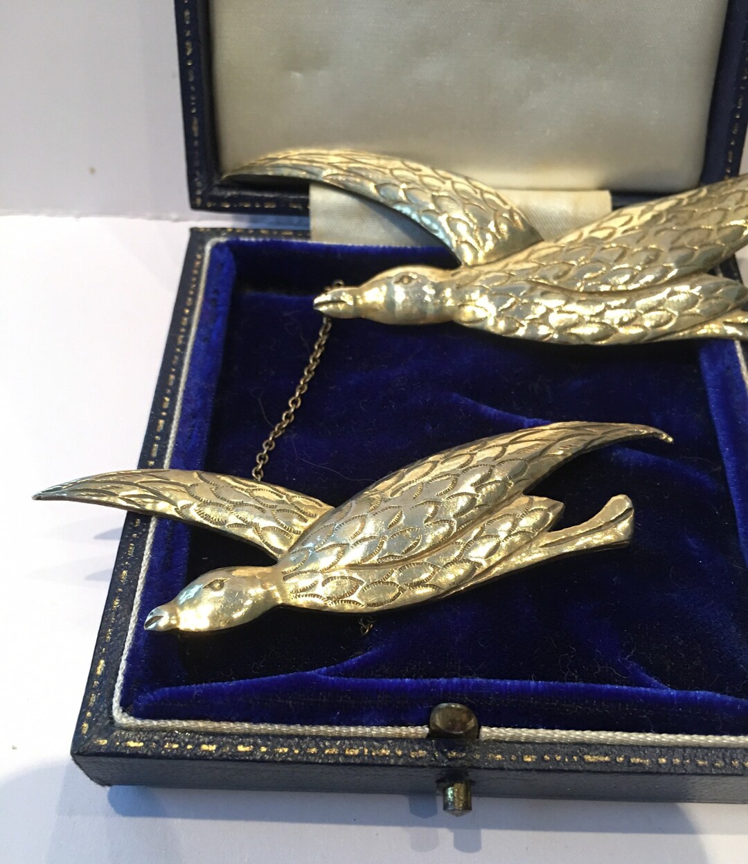 Vintage Bird Brooch, Double Bird Brooch, Flying Bird Brooch, Cloak ...
