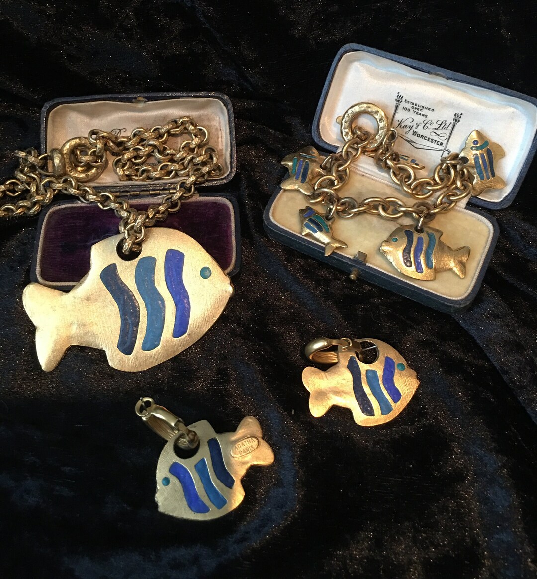 Vintage Fish Jewellery Set, Agatha Paris Set, Vintage Fish Necklace ...