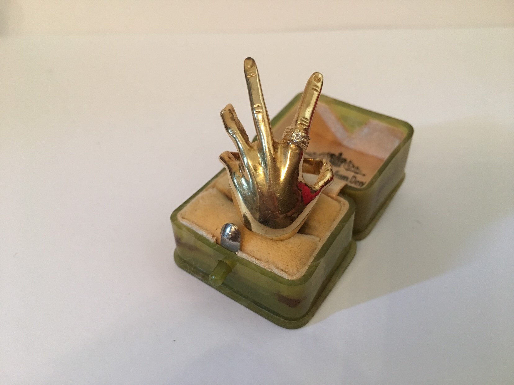 RESERVED Vintage Hand Ring, Gold Hand Ring, Silver Gilt hand ring, Hand ...