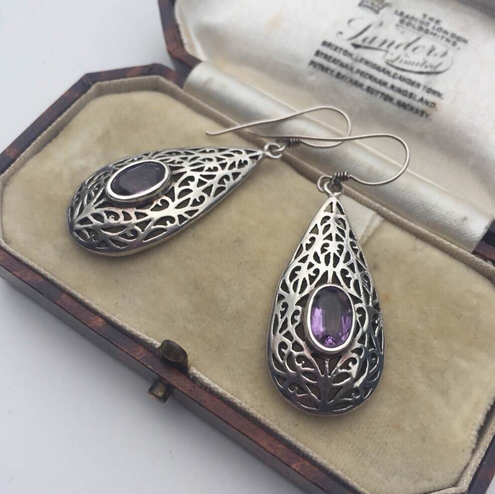 Vintage Silver Amethyst earrings, lovely item