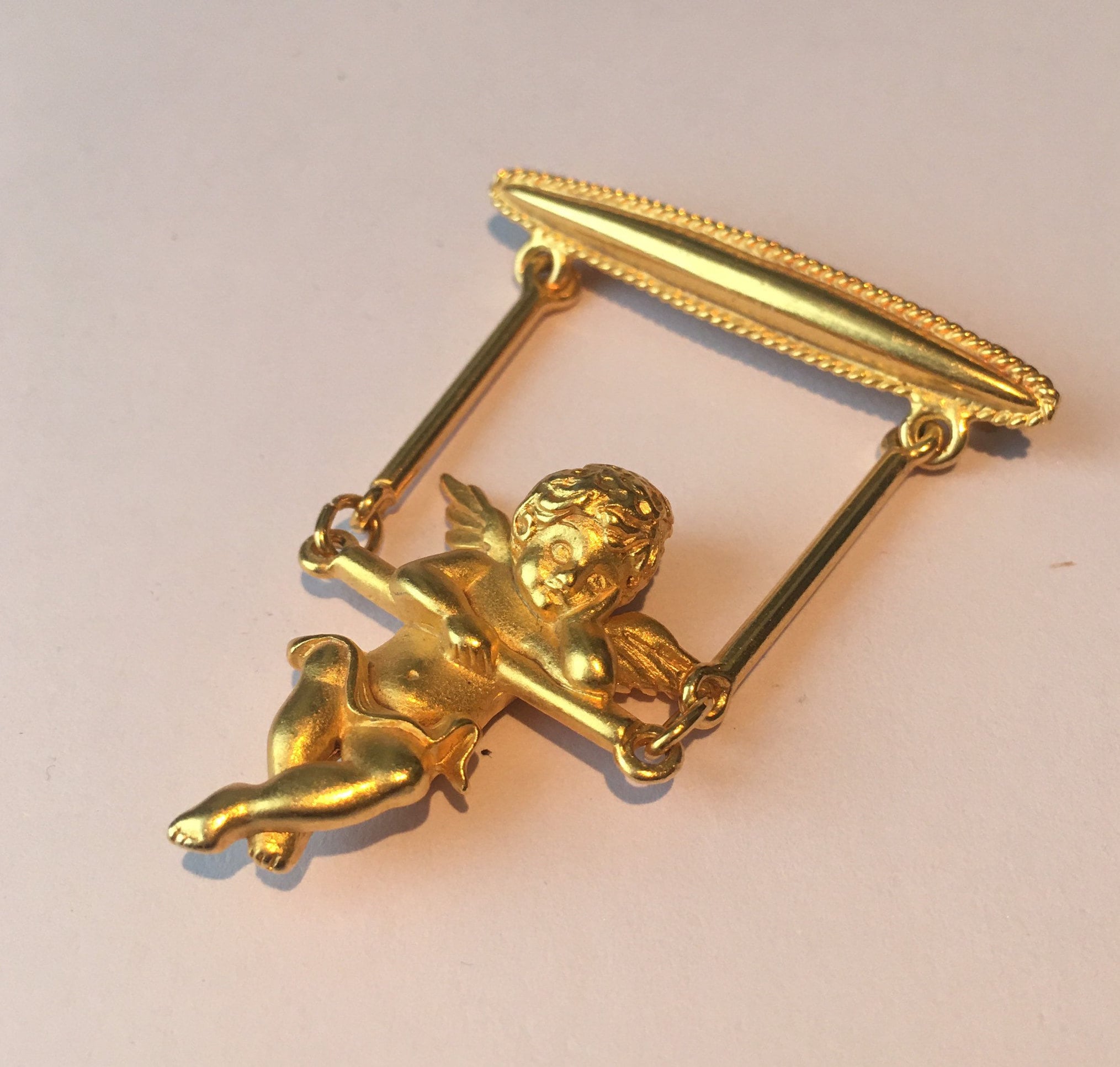 Vintage Angel Brooch, Vintage Brooch, Angel Pin, Cupid brooch, Gold ...
