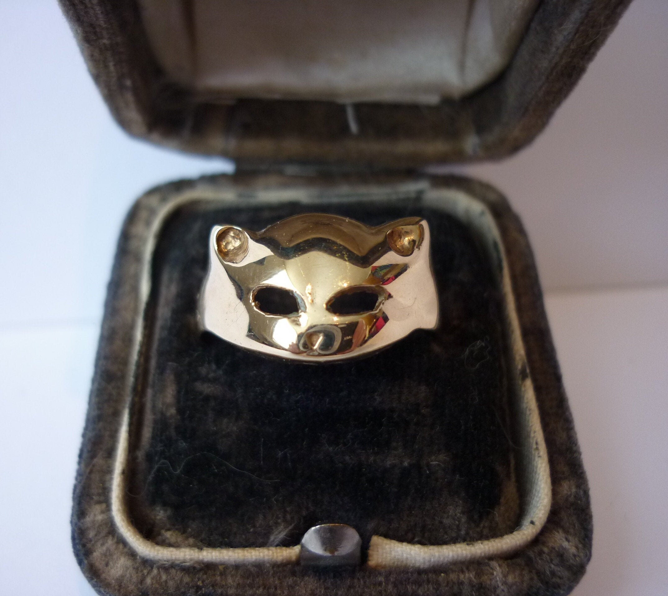 Vintage Gold Cat Ring, 9 Carat Gold Cat Ring, Gold Cat Ring, 9ct Cat ...