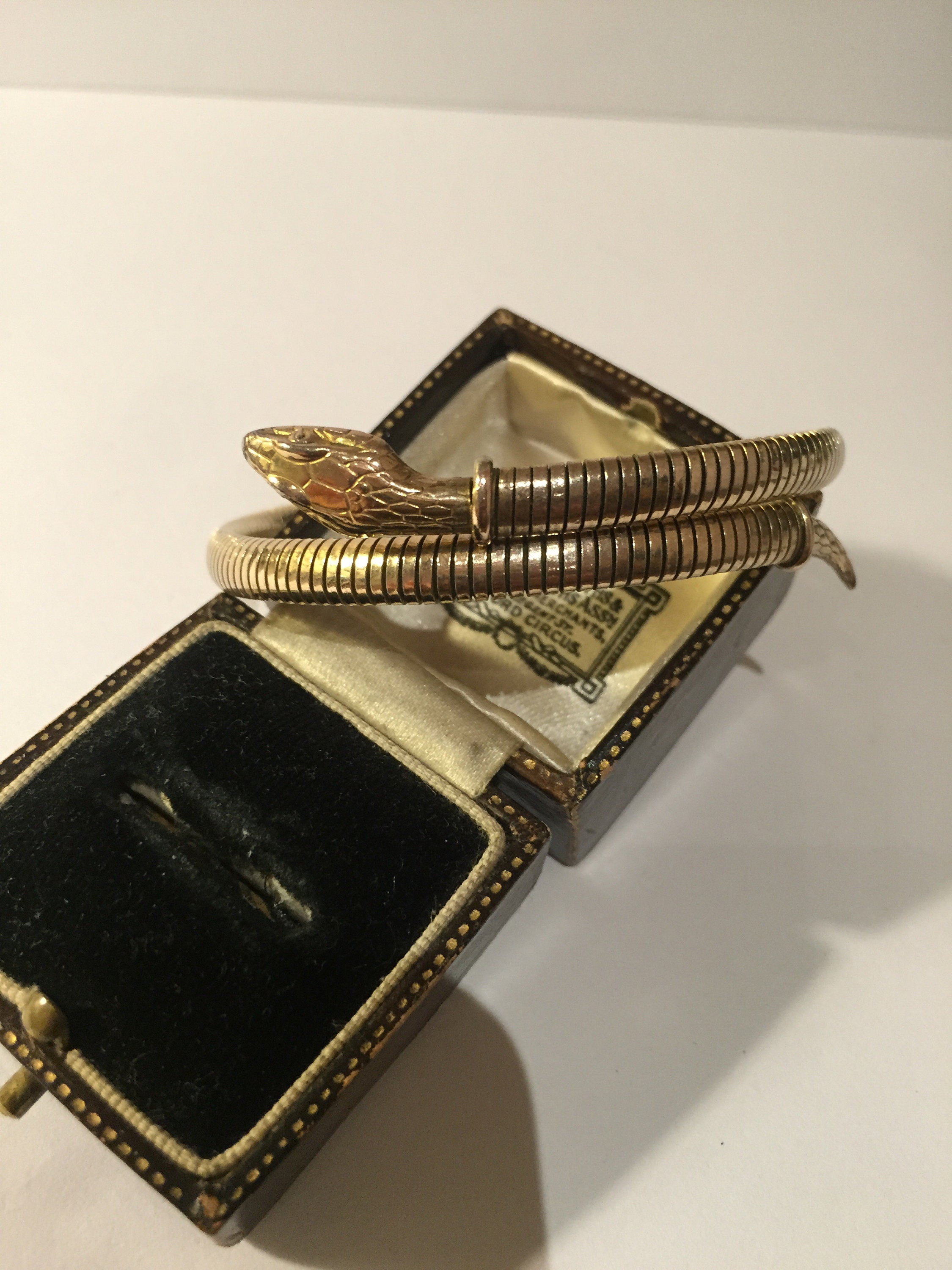 Vintage Gold Snake Bracelet, snake bangle, gold snake bracelet, snake ...