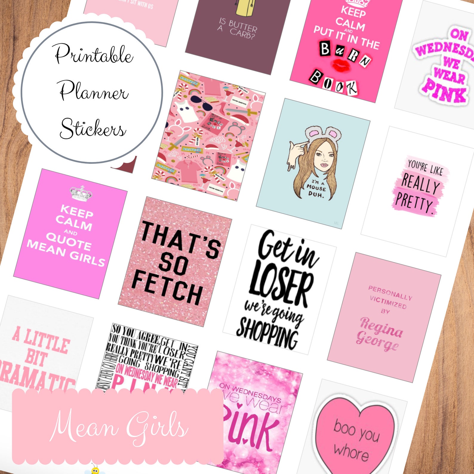 Printable Mean Girls Stickers For Planners Etsy