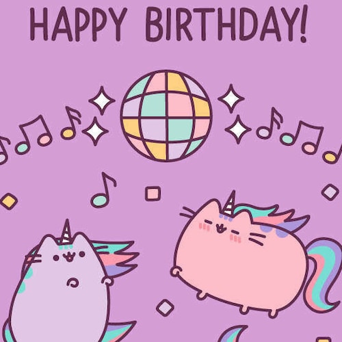 Pusheen the Cat Birthday Cake Card - Etsy
