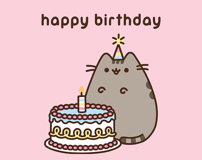 Pusheen the Cat Birthday Cake Card - Etsy
