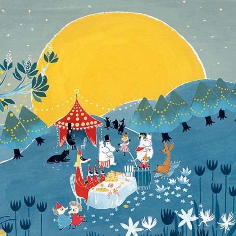 Moomin Moon Party - Blank Birthday/all Occasion Card - Etsy