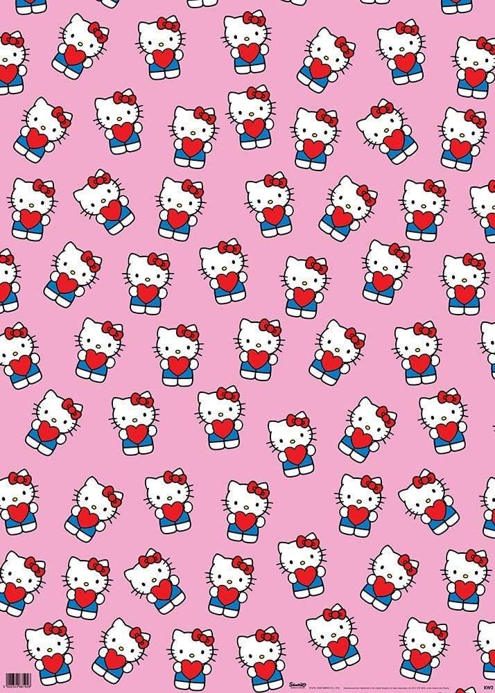 Hello Kitty Gift Wrap 1 Folded Sheet of Wrapping Paper Red Christmas or ...