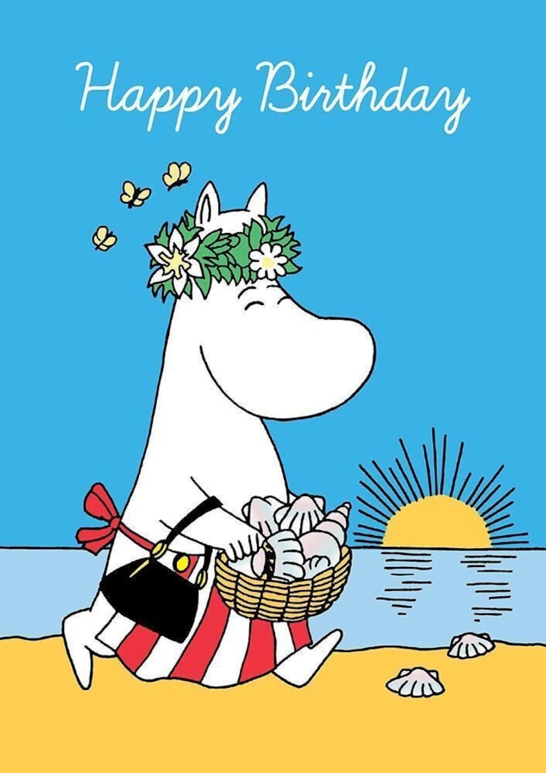 Moomin Mama on the Beach Blank Birthday Card - Etsy