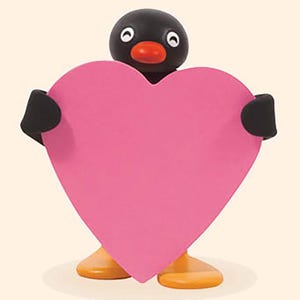 Pingu - With Pink Heart - Blank Birthday / Valentine's Day Card - Etsy UK