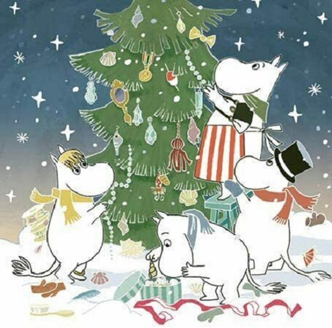 Moomin Decorating the Tree Square Blank Christmas - Etsy