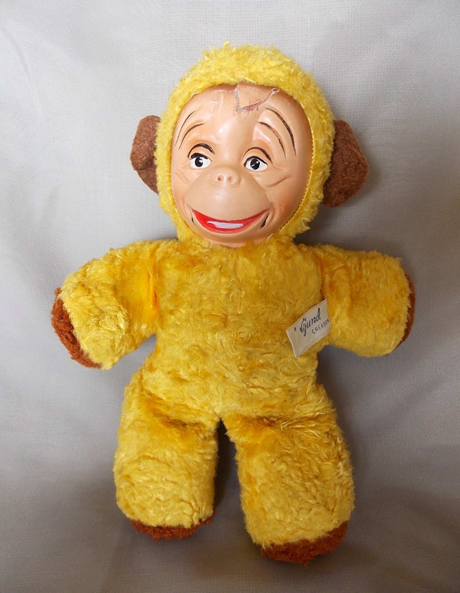 Monkigund Yellow Monki Gund Plush Monkey Plastic Face Mid Century ...