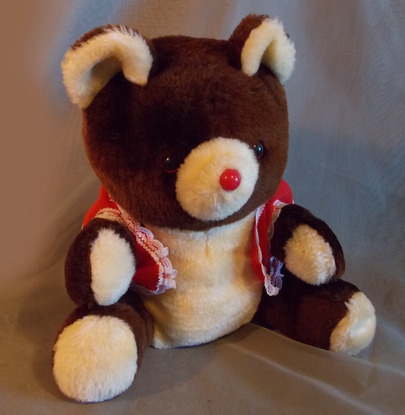 Komfy Bear Brown Plush Christmas Vintage Red Vest Shirt Nose - Etsy
