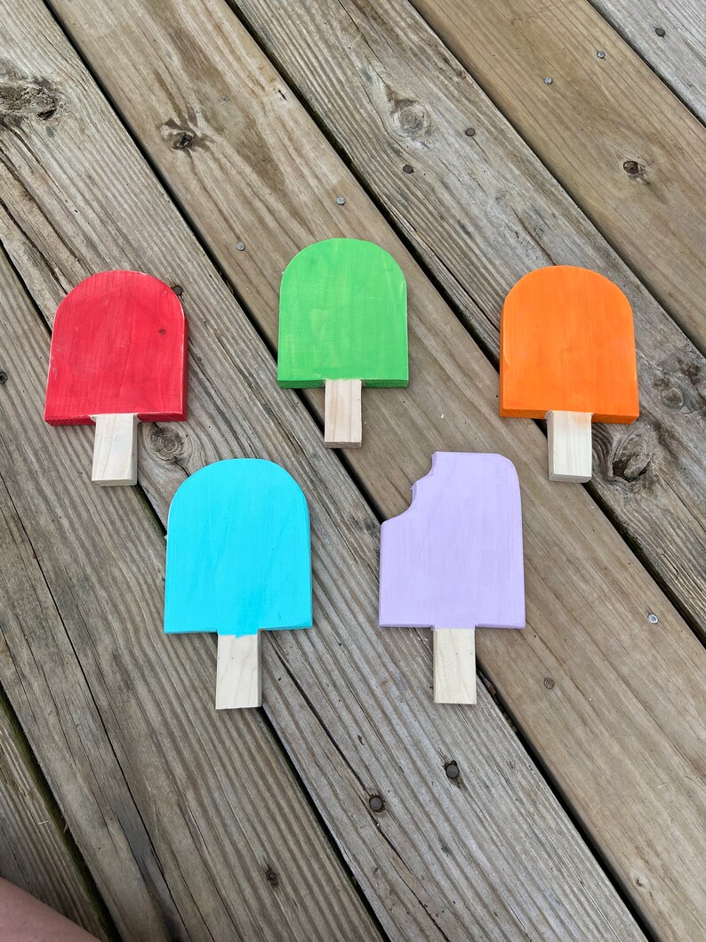 Set of 5 Wooden Popsicles Summer Tiered Tray Decor - Etsy
