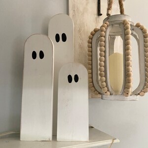 Wooden Ghost Set: Hand Painted Halloween Porch Decor (set of 3) - Etsy