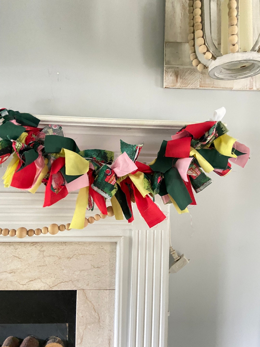 Christmas Rag Garland | Christmas Decor | Mini Rag Garland | Boho ...