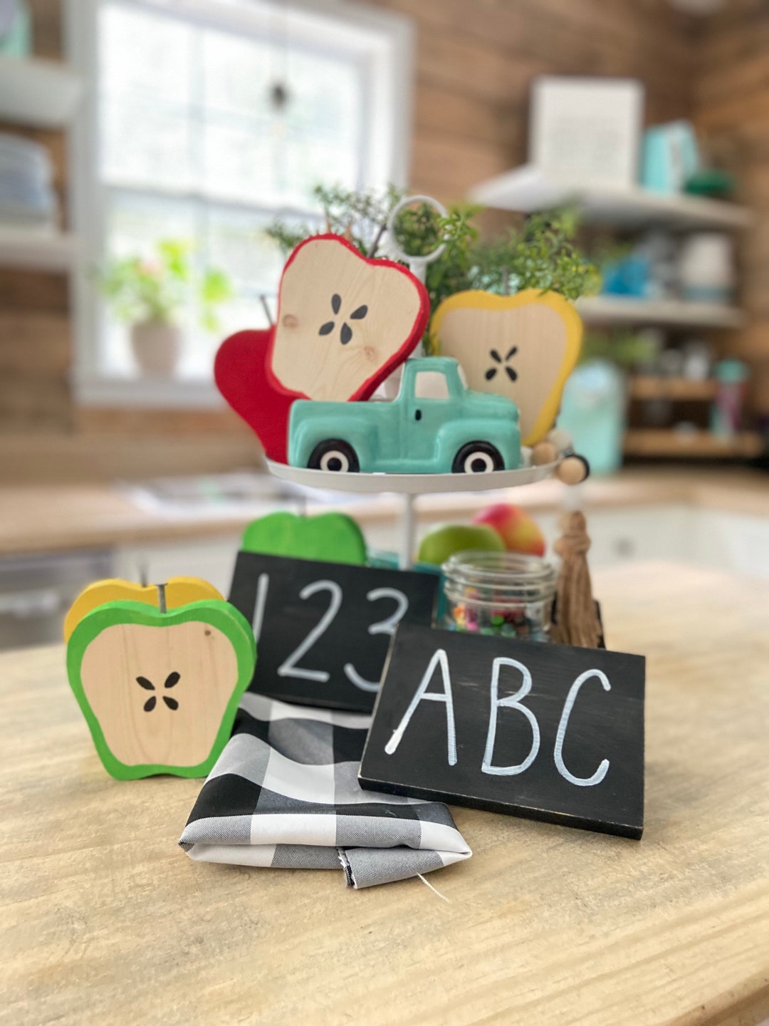 Wooden Apple Slice, Apple Decor | Fall Decor, Apple Tiered Tray | Fruit ...