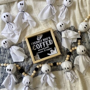 Ghost Garland: Fabric Ghosts & Wooden Beads - Halloween Decor - Etsy
