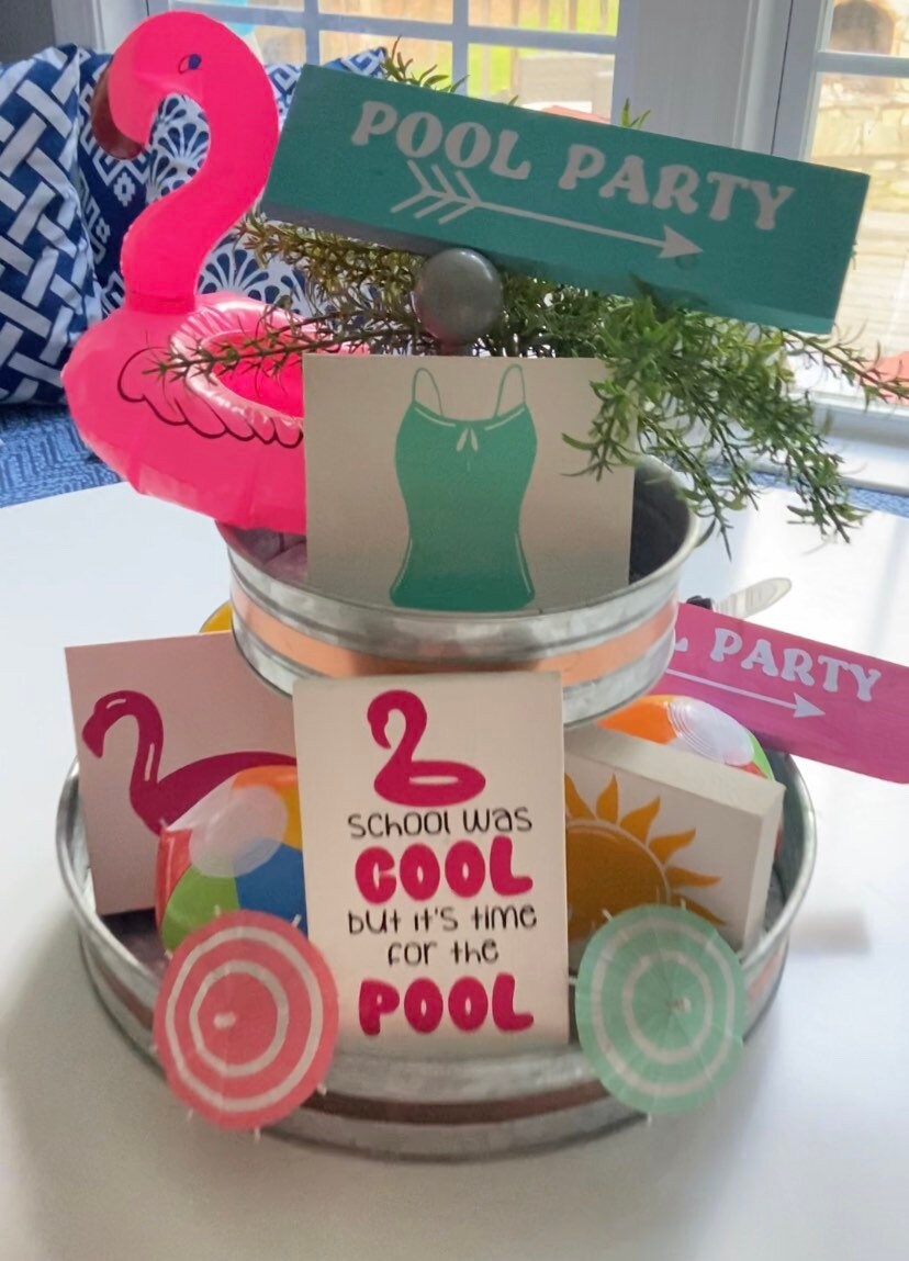 Pool Party Sign Summer Decor Summer Tiered Tray Pool - Etsy
