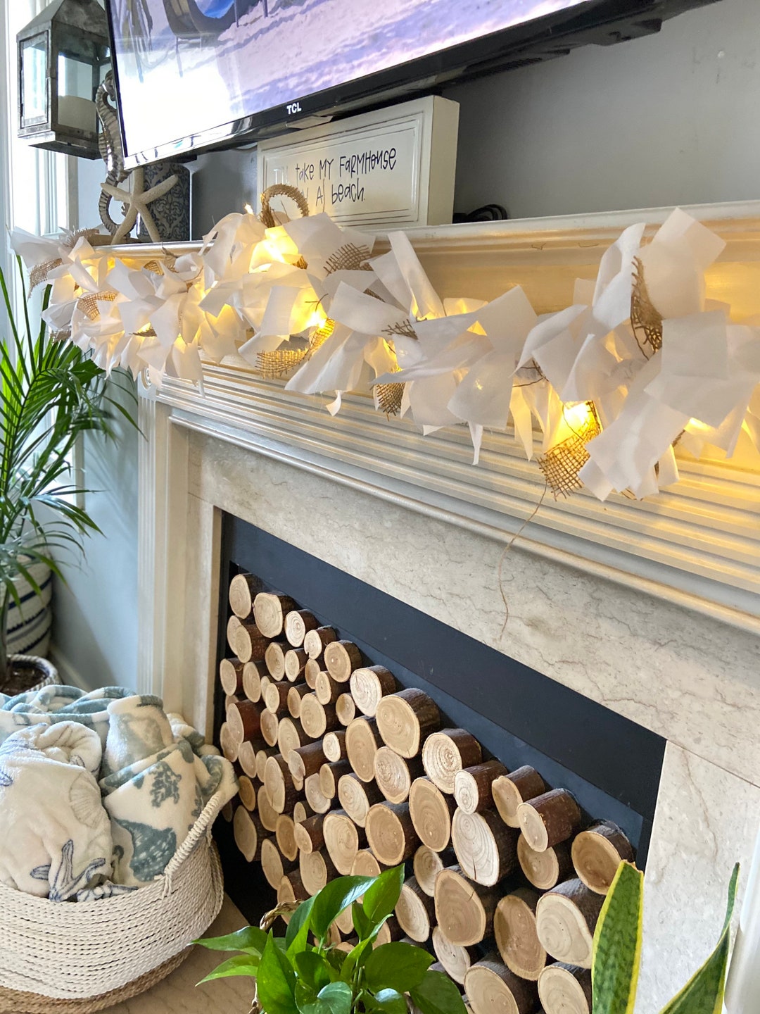 Lighted Rag Garland | Christmas Garland With Lights | Light up Rag ...