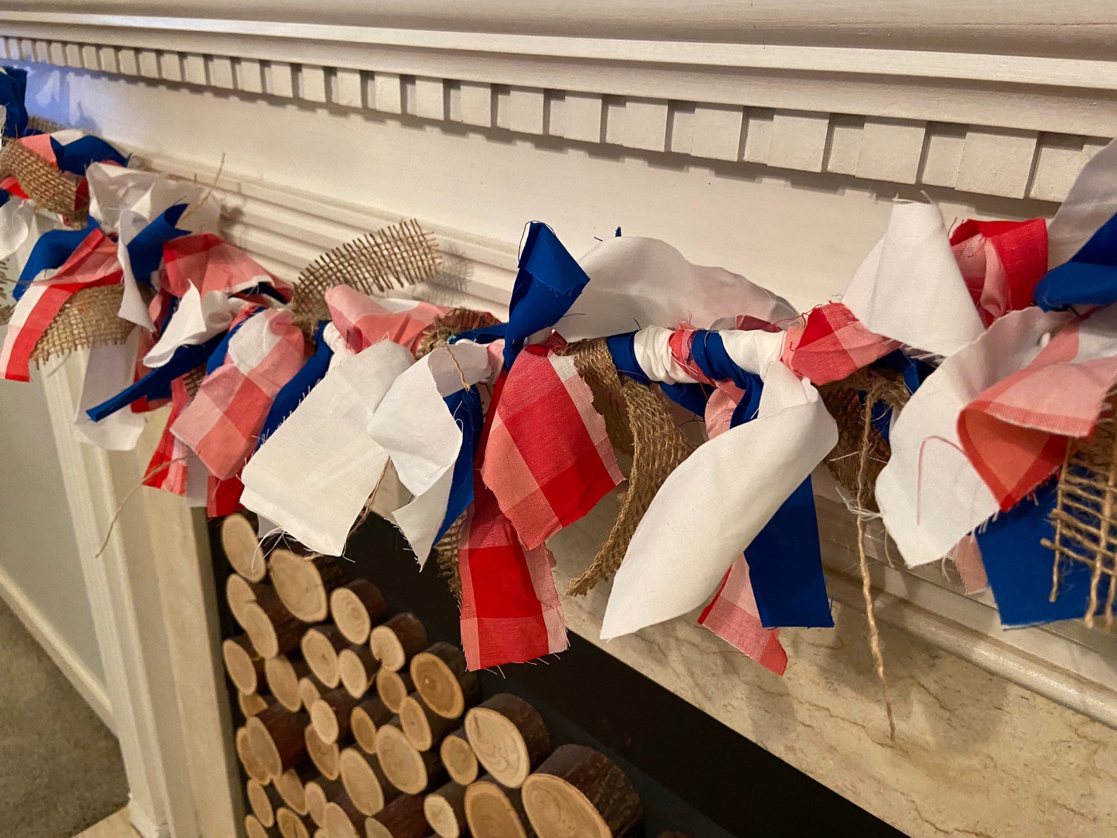 Patriotic Bundle 3 Wooden Firecrackers Fireworks & Rag Garland 4th of ...