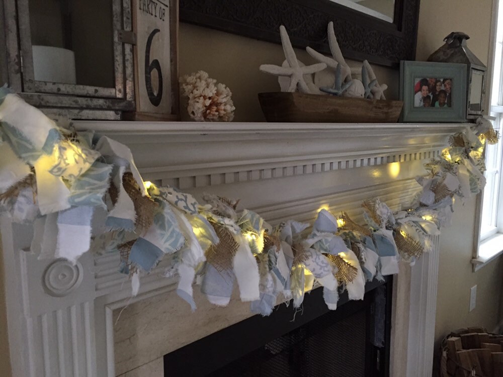 Coastal Rag Garland Coastal Decor Coastal Farmhouse - Etsy