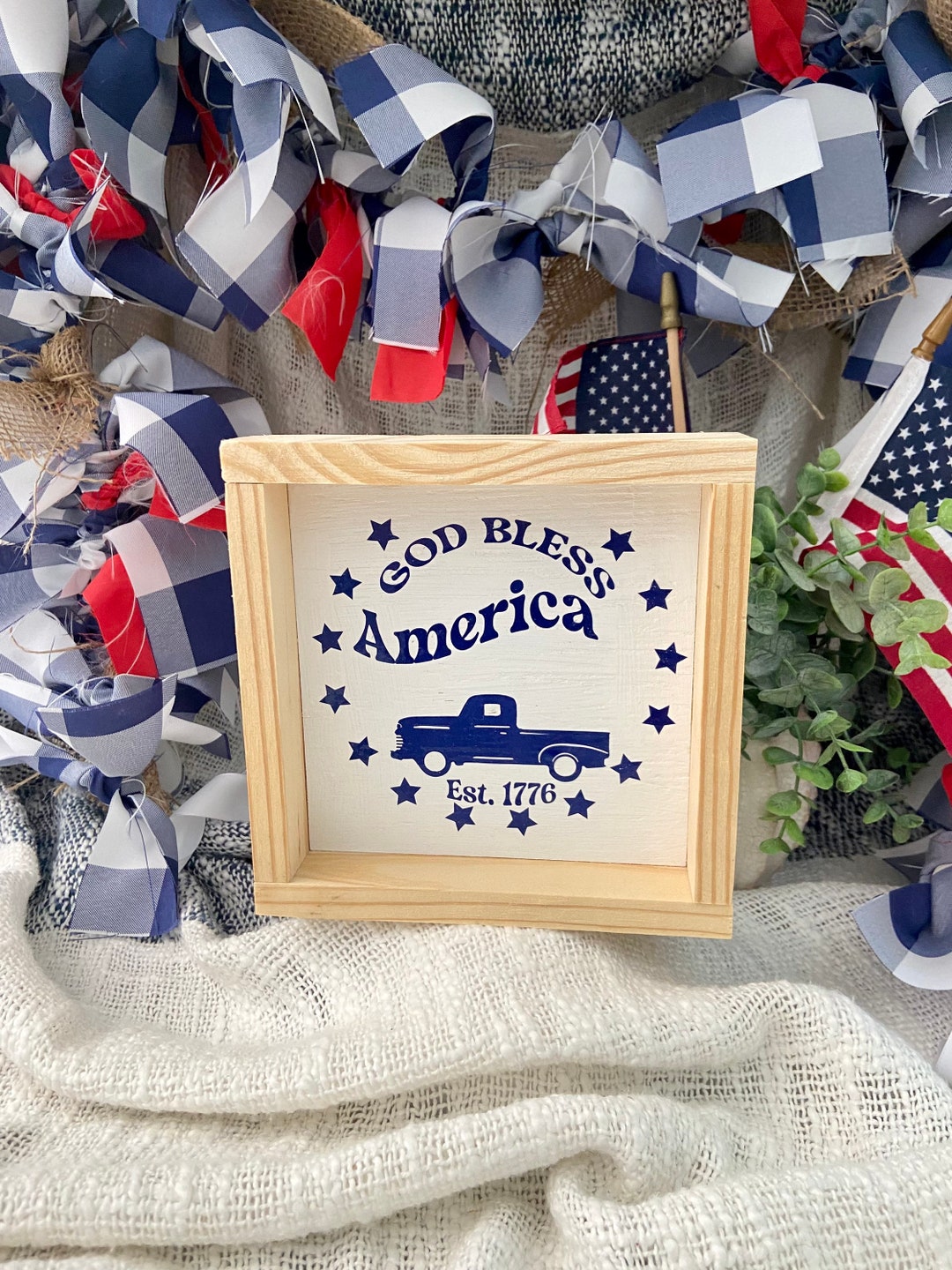 Patriotic Decor God Bless America Sign Navy Truck Sign America Decor ...