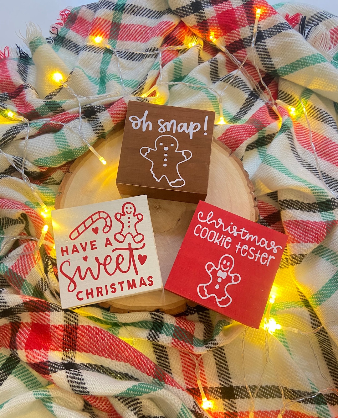 Gingerbread Block Sign: Christmas Tiered Tray Decor, Set of 3 - Etsy