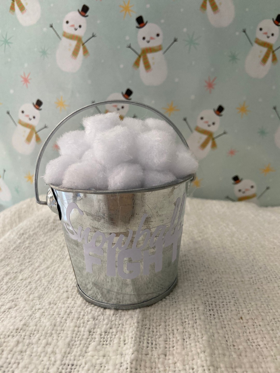 Snowball Fight Galvanized Bucket: Winter Tiered Tray Decor - Etsy