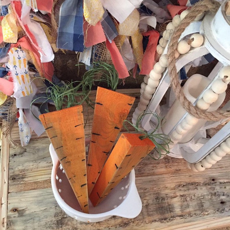 Easter Decor Set of 3 Wooden Carrots Farmhouse Decor - Etsy