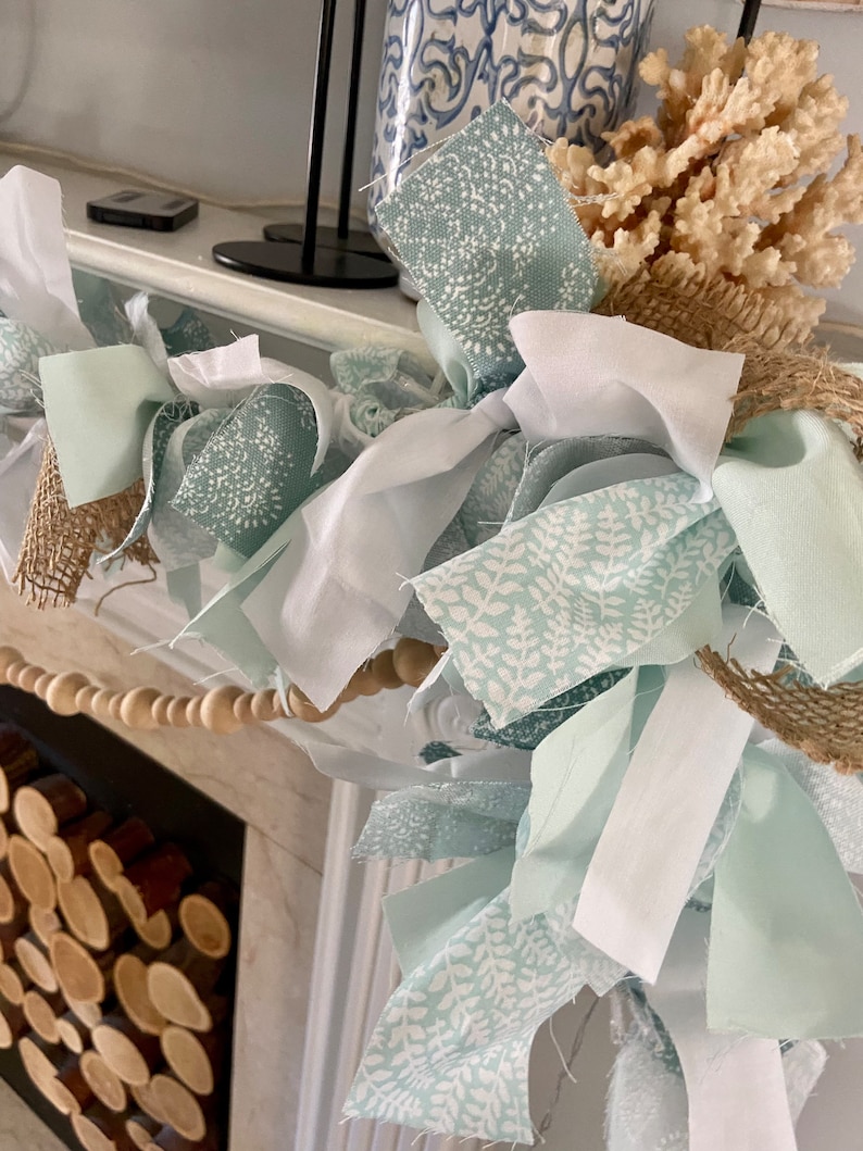 Coastal Rag Garland Coastal Decor Coastal Farmhouse - Etsy