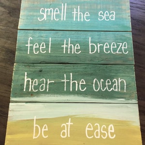 Beach Ocean Wall Sign Distressed Coastal Style Smell the Sea Hear the ...