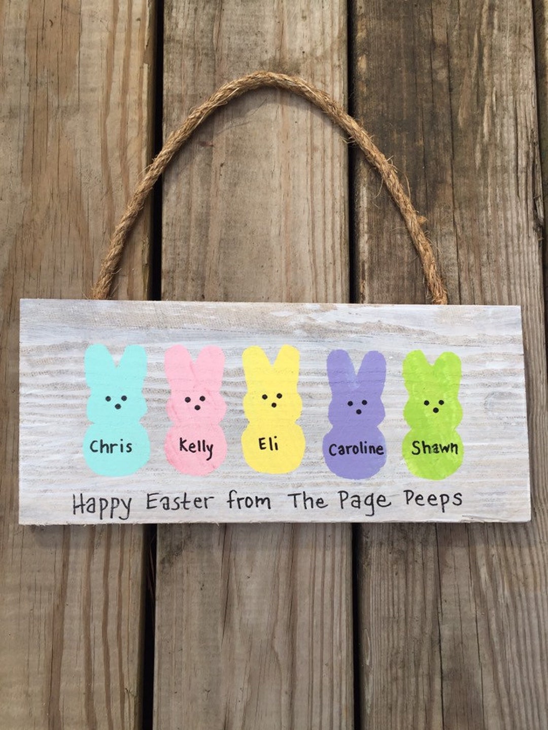 Easter Personalized Family Peeps Hanging Sign Door Hanger Custom - Etsy