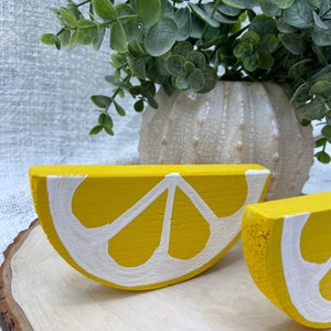 Set of 2 Wooden Lemon Half Slices | Lemon Tiered Tray Decor | Wood ...