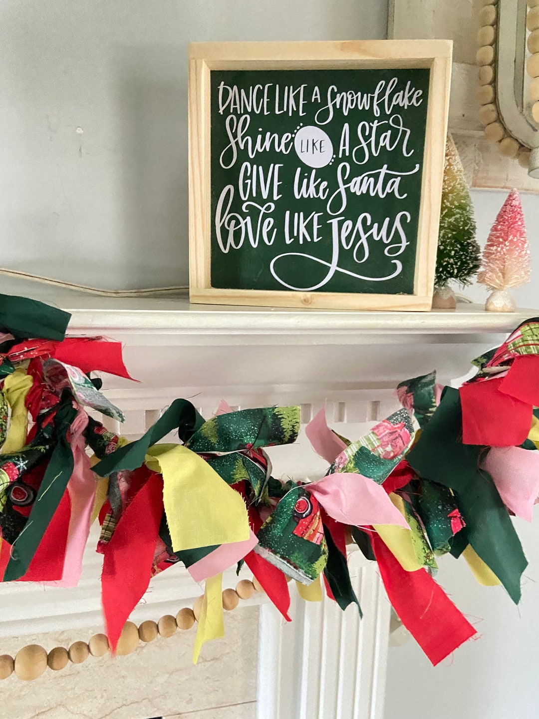 Christmas Sign & Rag Garland Bundle: Holiday Home Decor - Etsy