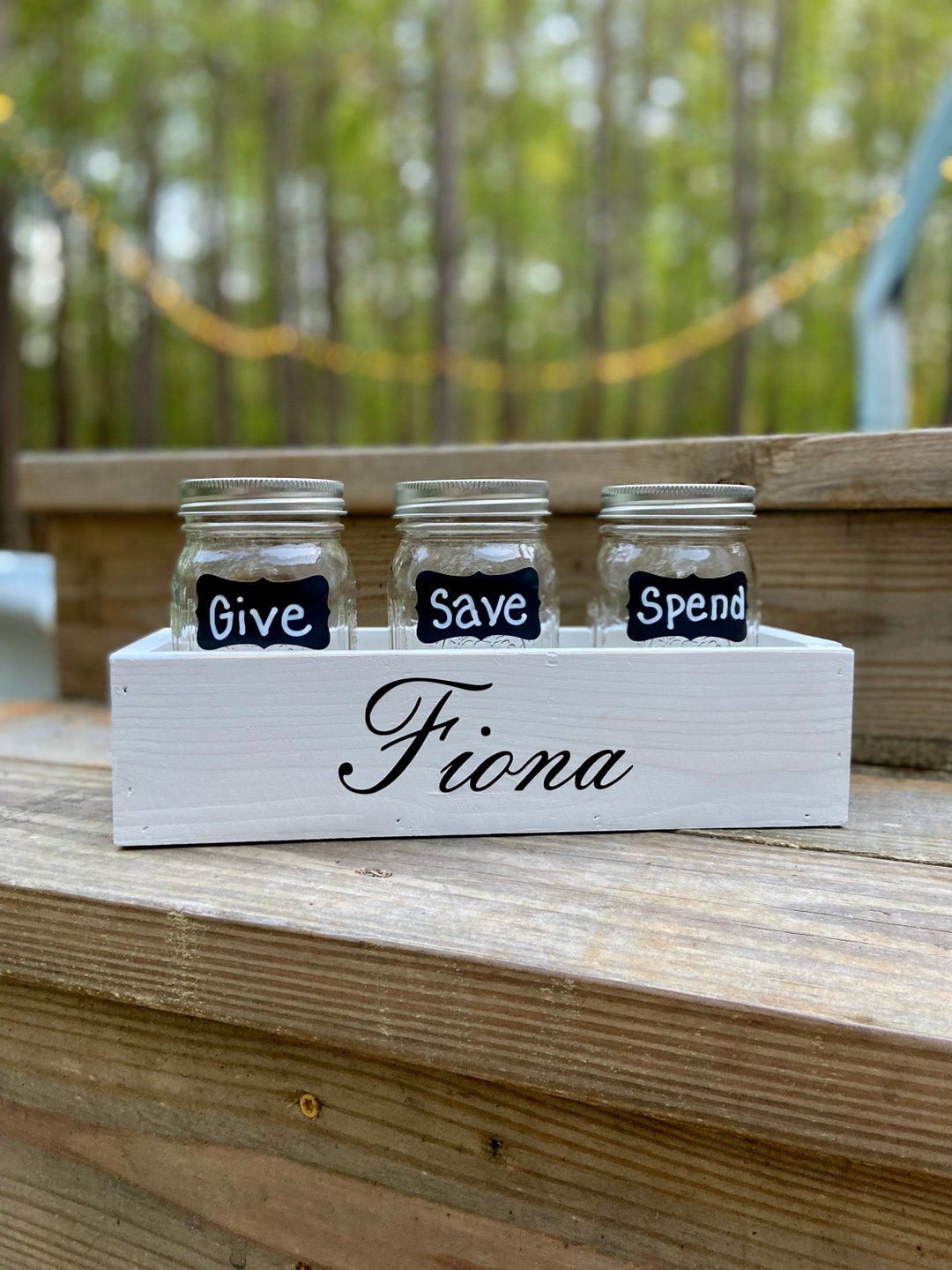 Give Save Spend Gift Set| Reclaimed Wood Box With Mason Jars ...
