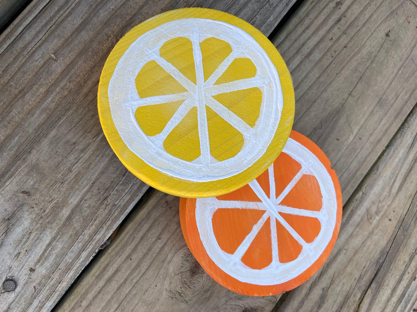 Set of 2 Wooden Orange and Lemon Slices Lemon Tiered Tray - Etsy