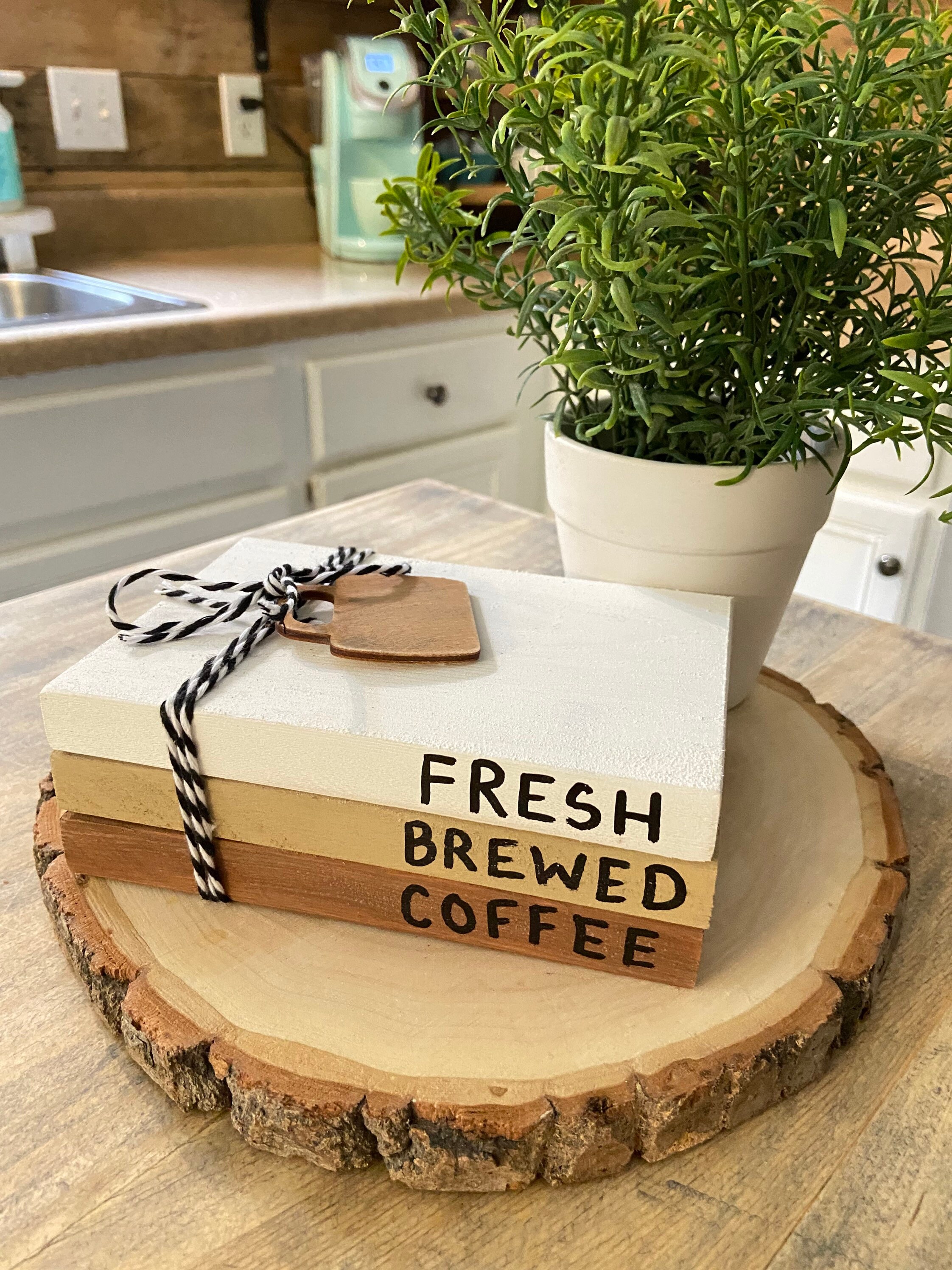 Coffee Book Stack Mini Wood Books Coffee Tiered Tray Decor - Etsy