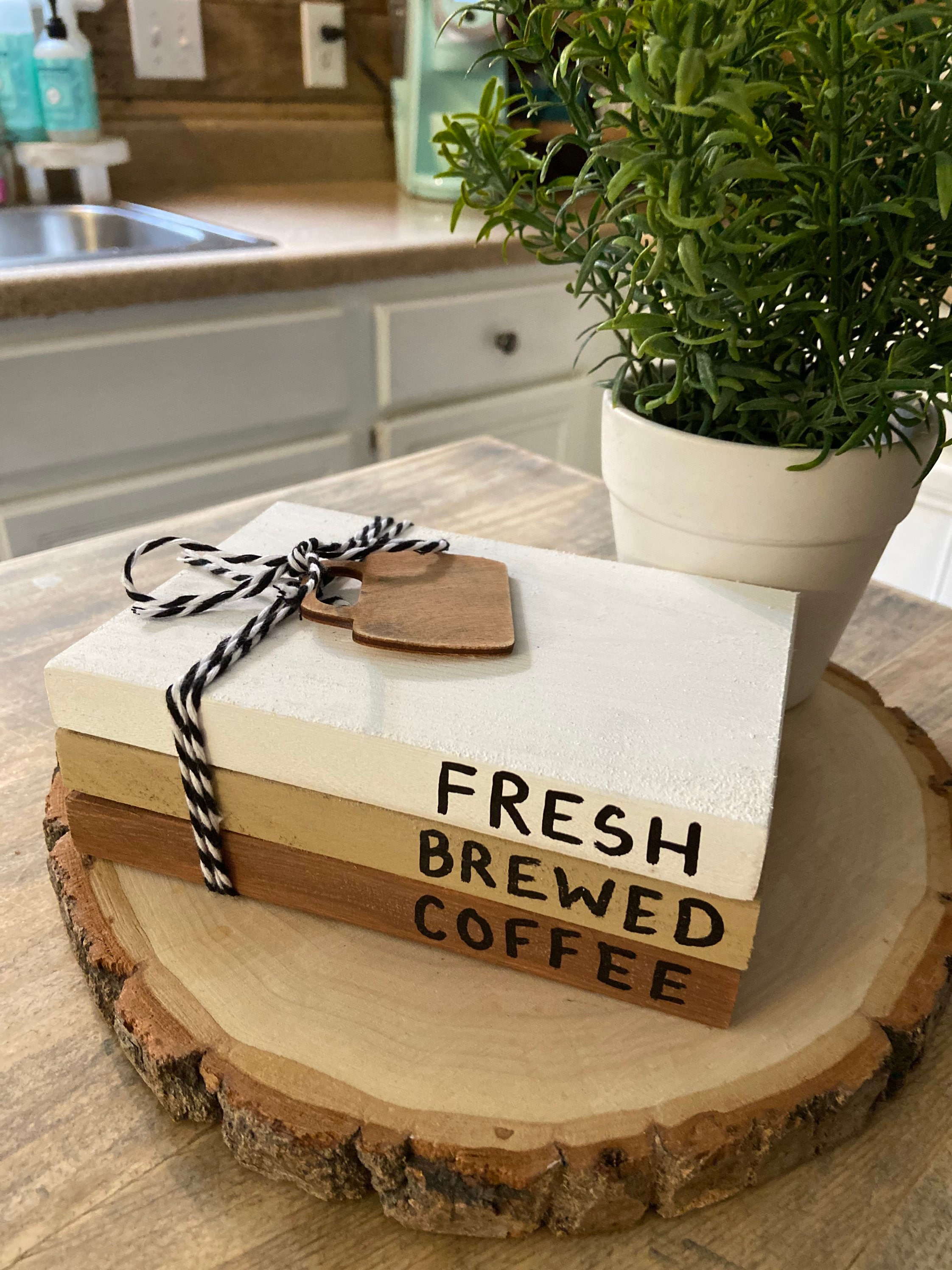 Coffee Book Stack Mini Wood Books Coffee Tiered Tray Decor - Etsy