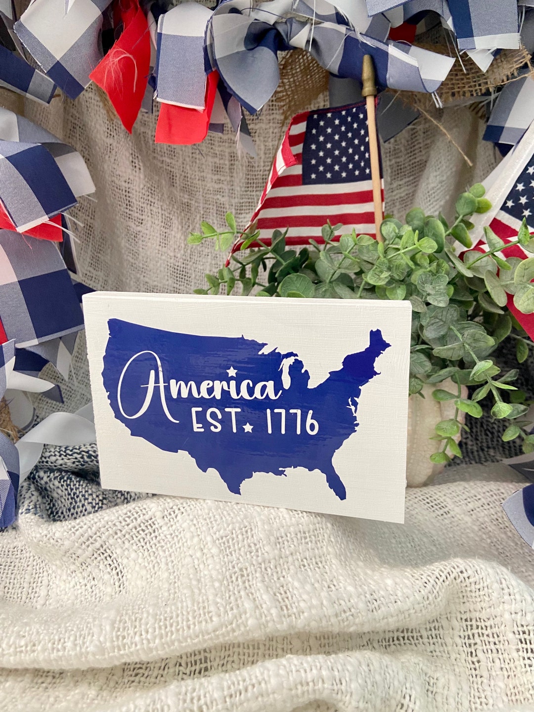 American Est 1776 Sign: Patriotic Tiered Tray Decor - Etsy