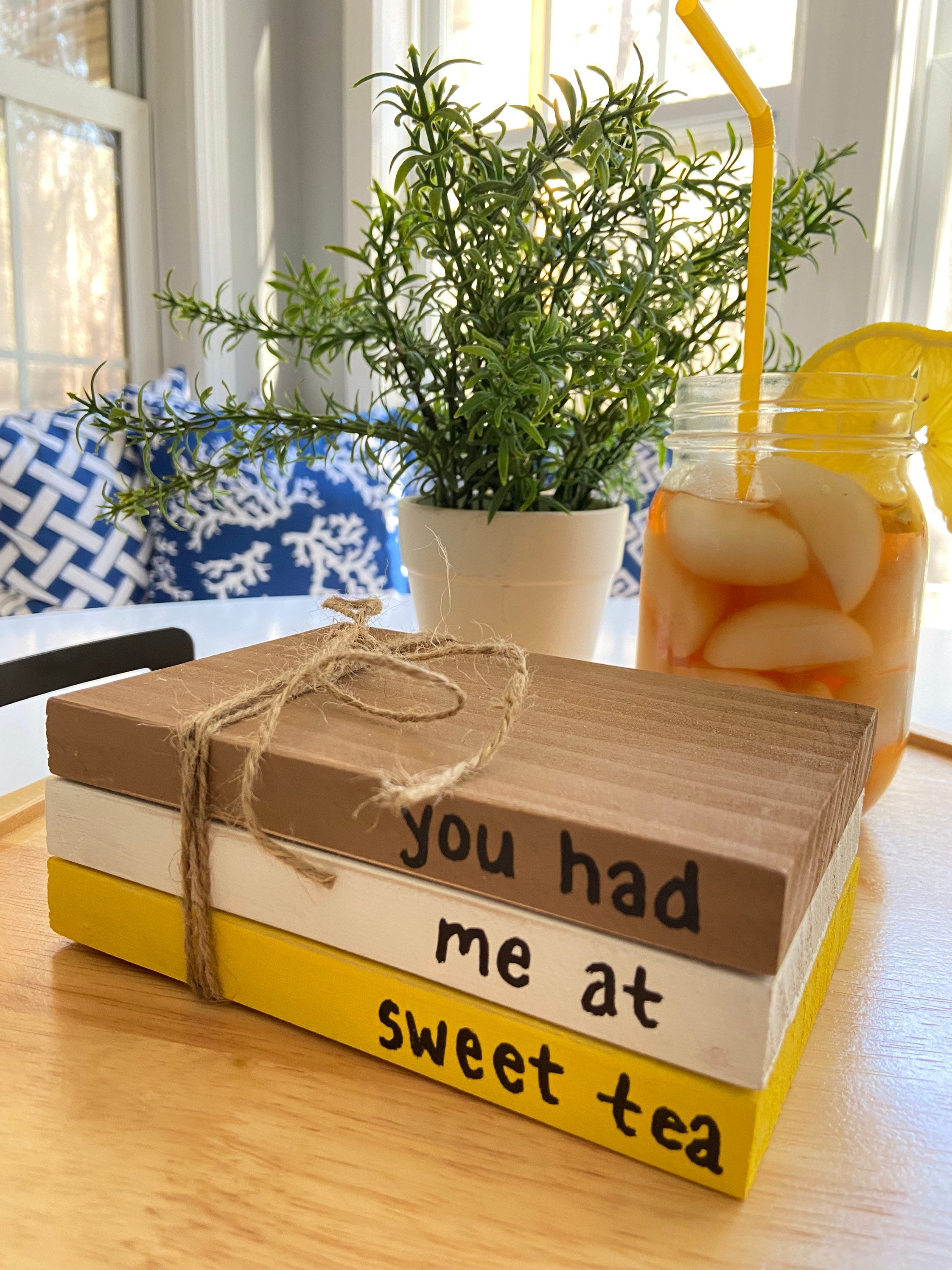 Sweet Tea Book Stack Sweet Tea Decor Wood Books Sweet - Etsy