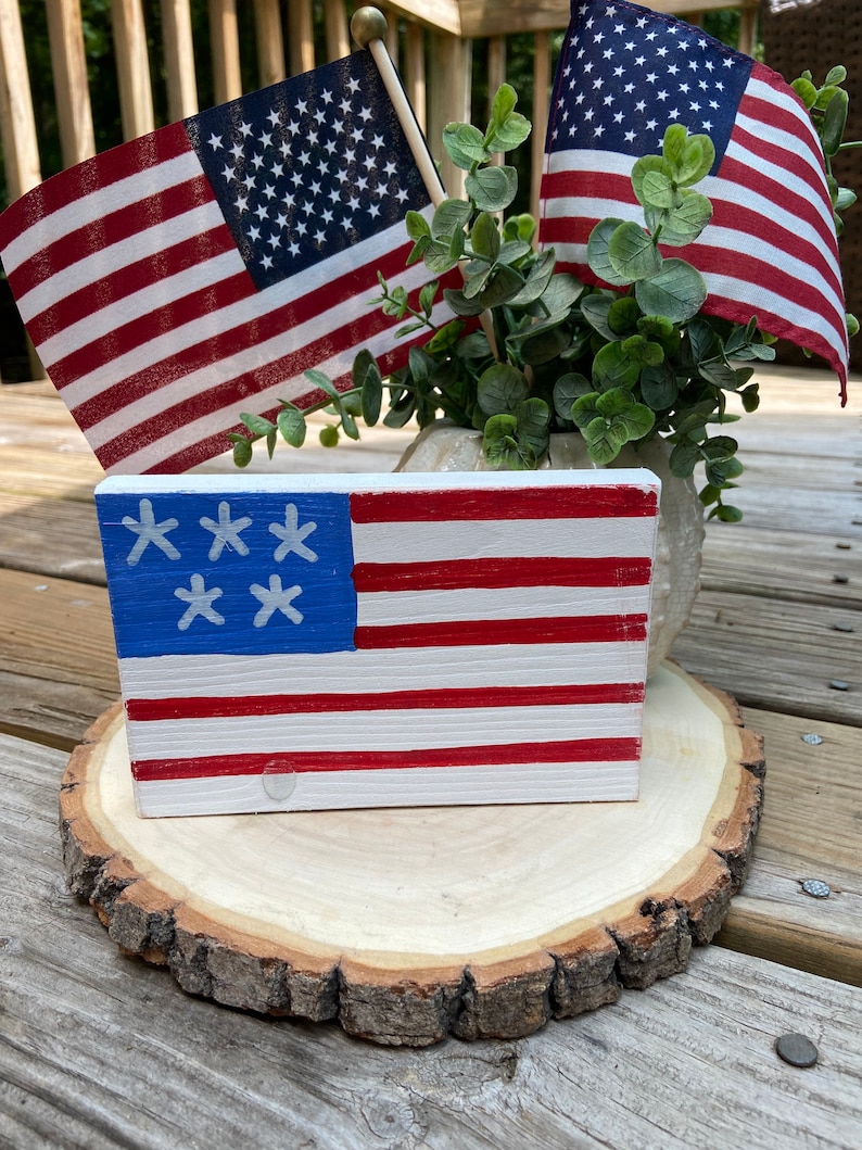 American Flag Wooden Block 4x6 Sign Tiered Tray Decor | Etsy