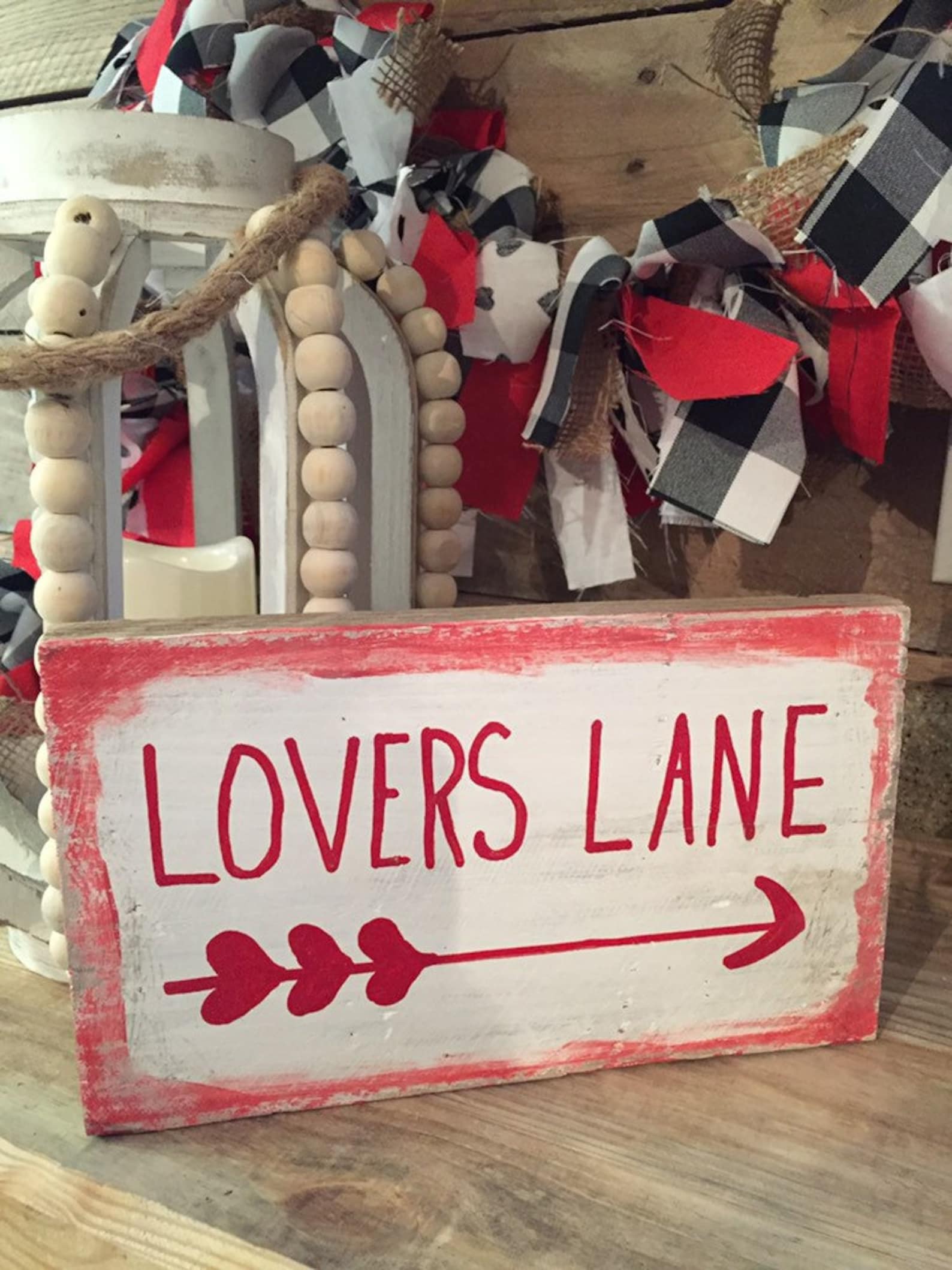 Lovers Lane Valentines Day Wooden Sign Perfect for Tiered | Etsy