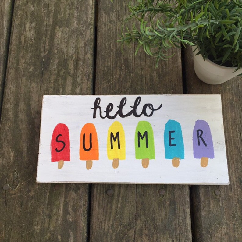 Hello Summer Sign Popsicle Sign Tiered Tray Decor Summer - Etsy
