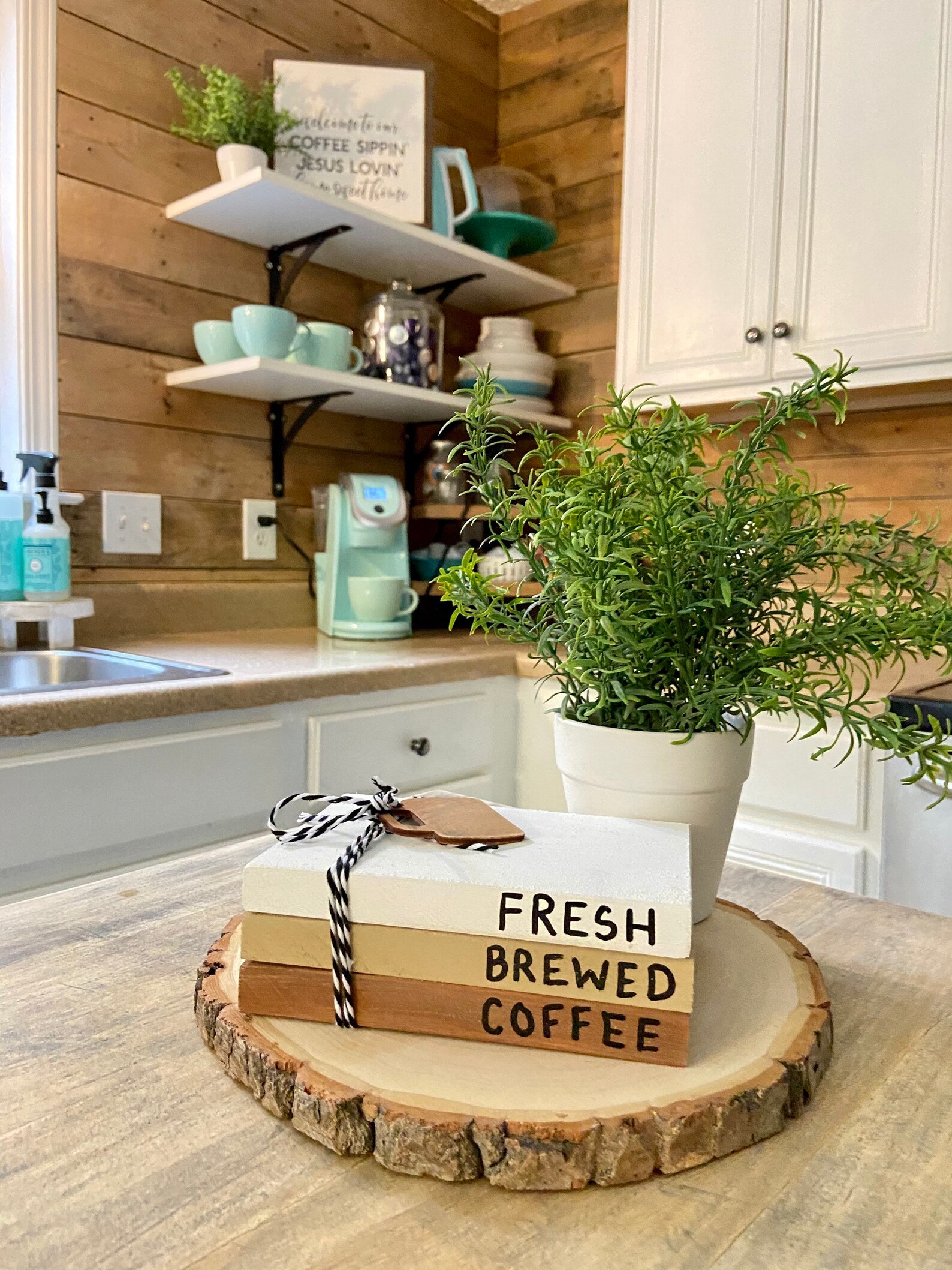 Coffee Book Stack Mini Wood Books Coffee Tiered Tray Decor - Etsy