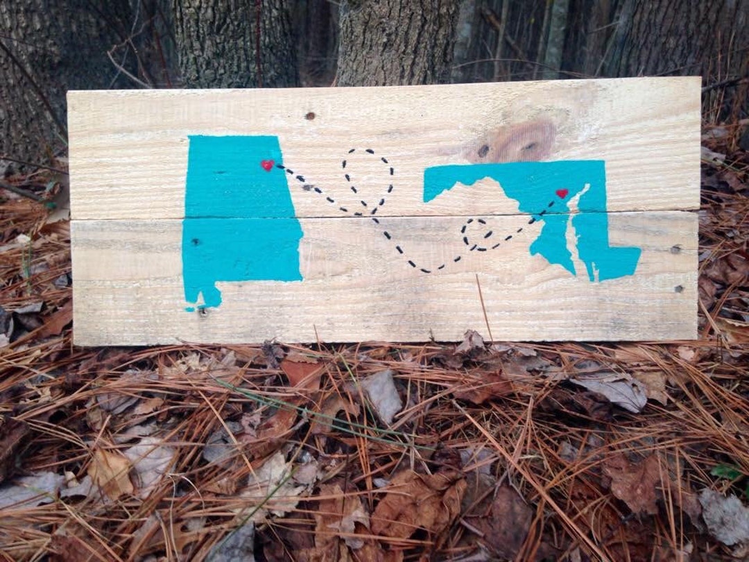 Personalized Reclaimed Wood Two State Sign: Long Distance Love - Etsy