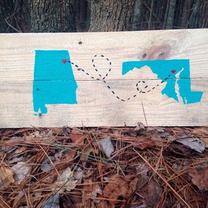 Personalized Reclaimed Wood Two State Sign: Long Distance Love - Etsy