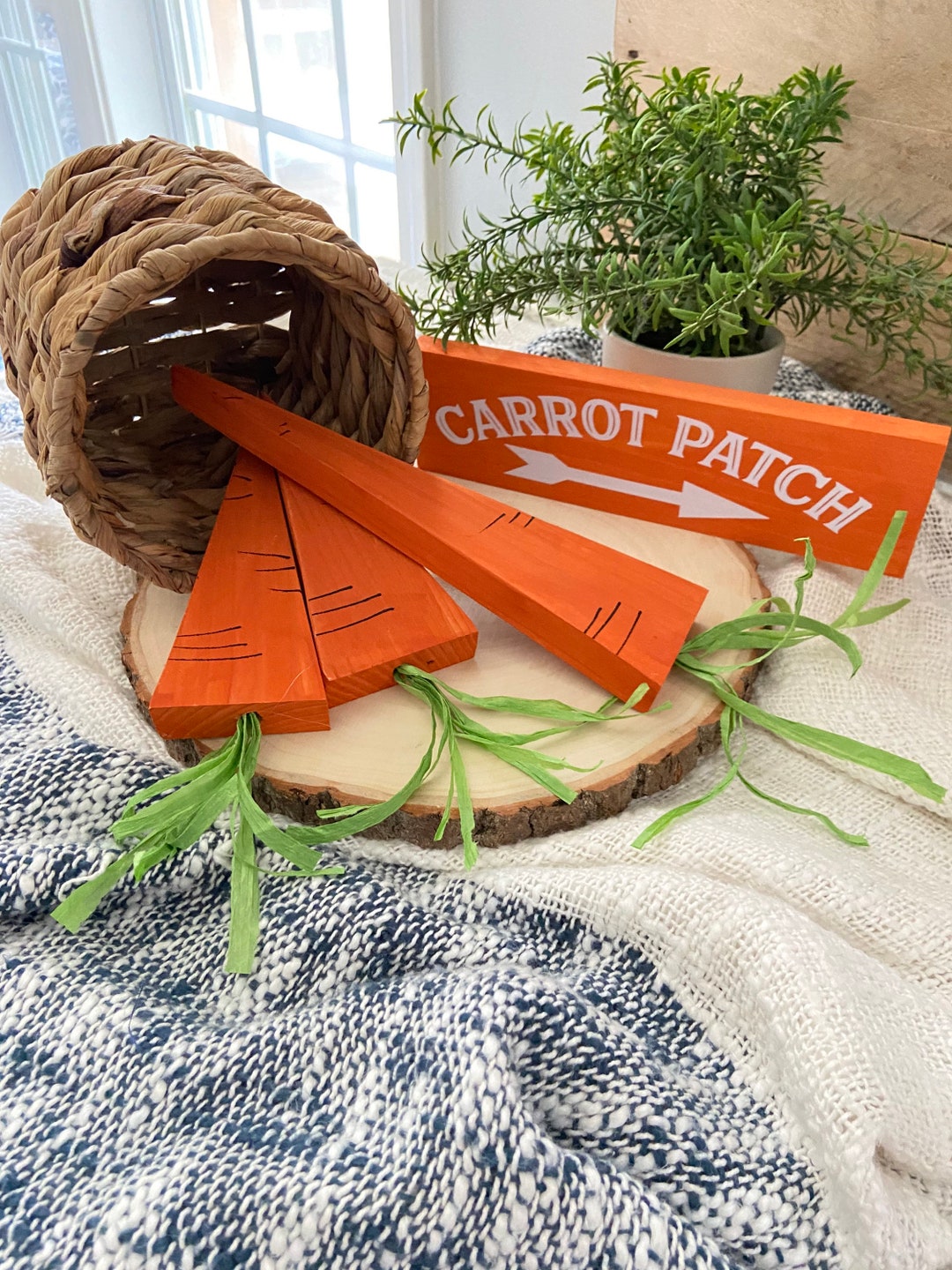 Carrot Patch Sign & Wooden Carrots Bundle: Boho Easter Decor - Etsy