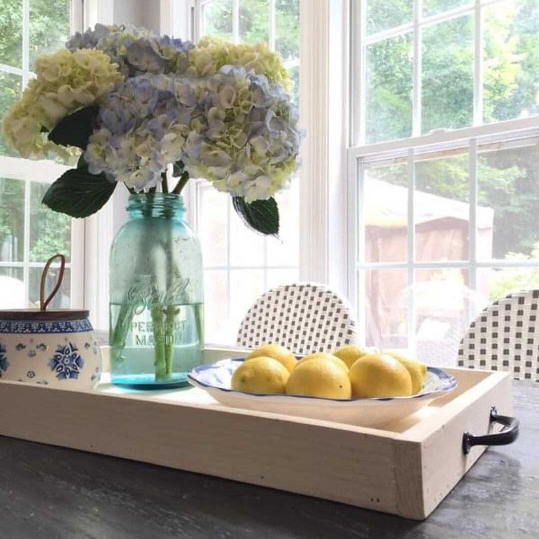 White Farmhouse Coffee Table Tray, Coffee Tray, Ottoman Tray , Serving ...